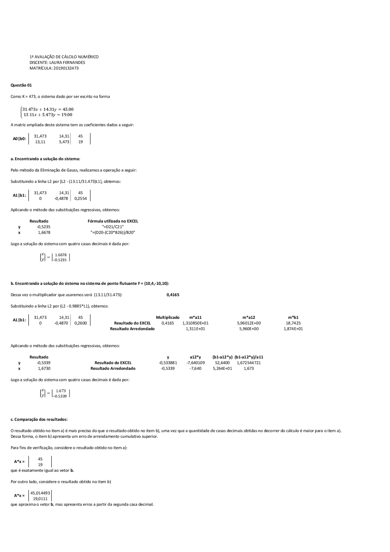 Prova De Cálculo Numérico Docsity