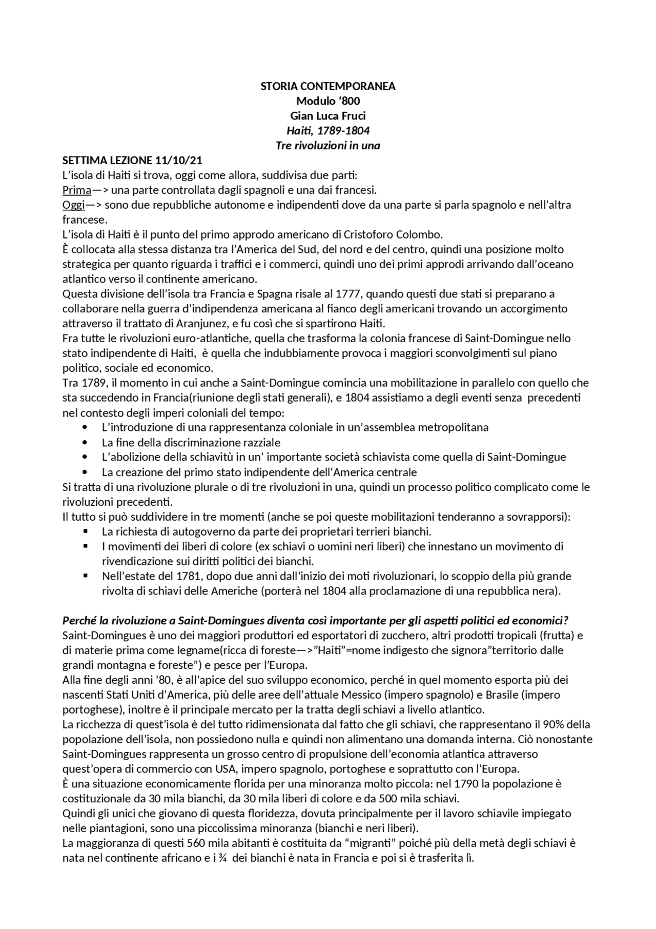 Appunti settima lezione di storia contemporanea - Docsity