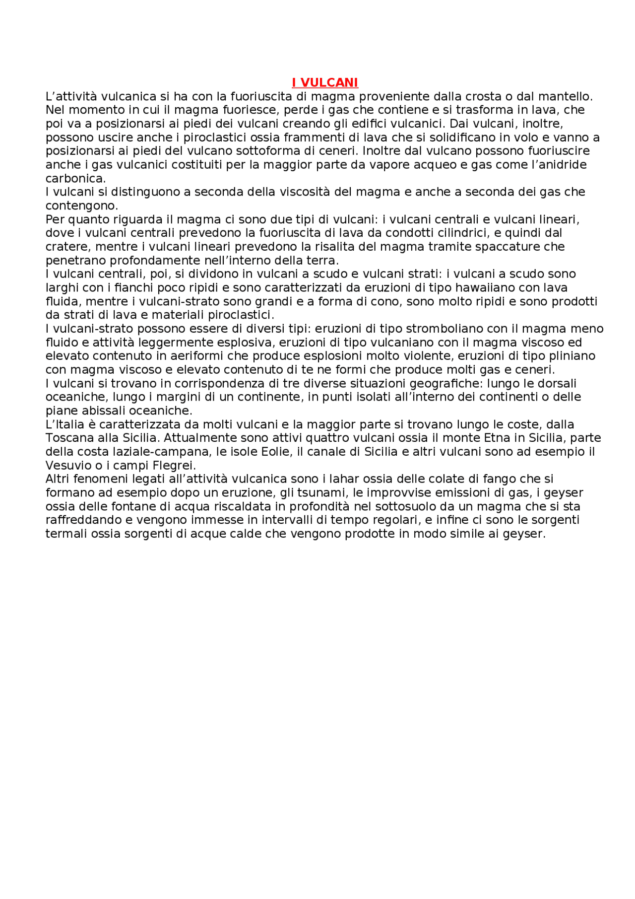 I Vulcani Scienze Della Terra Docsity