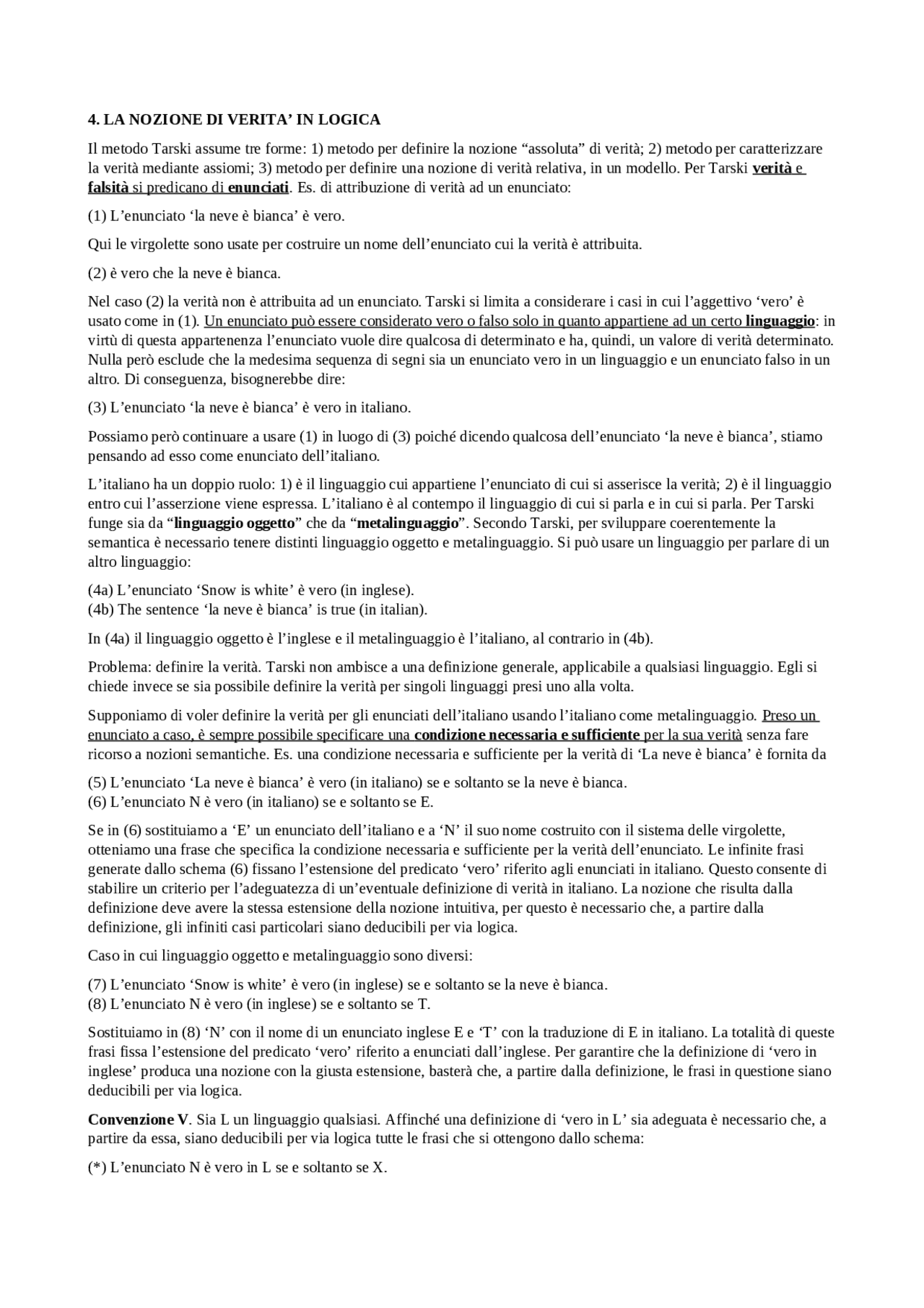 La nozione di verità in logica - P- Casalegno - Docsity