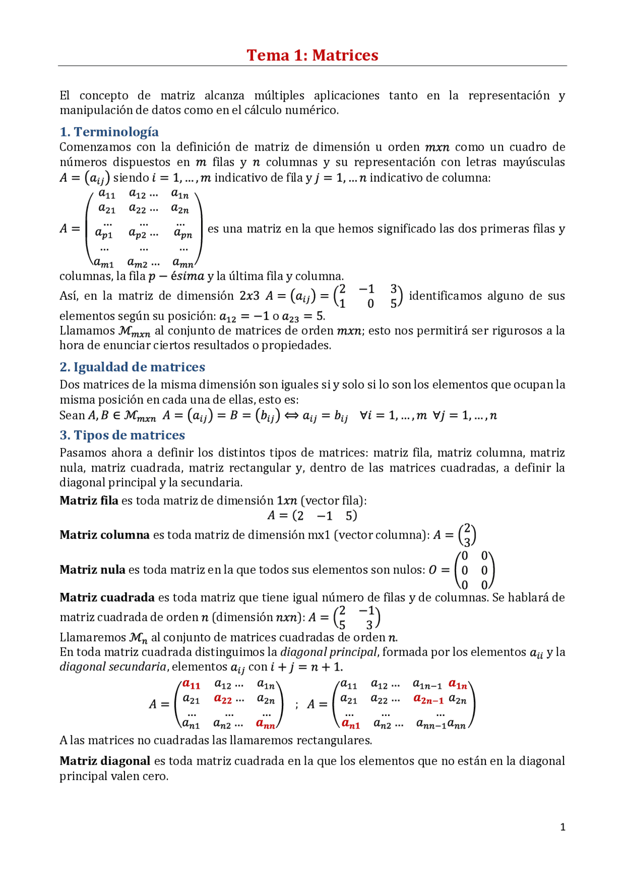 Apuntes De Matrices U3 Apuntes De Álgebra Lineal Docsity