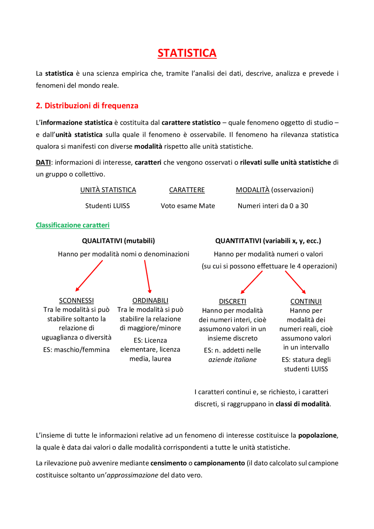 Corso Di Statistica Docsity