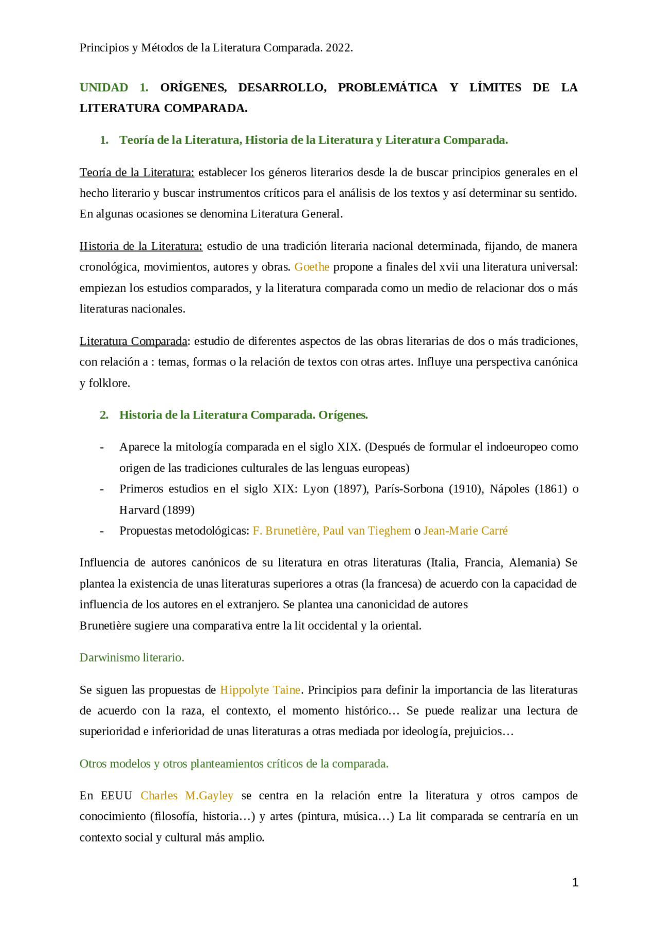 Temas 1-2-3 Principios y Métodos de la Literatura Comparada - Docsity