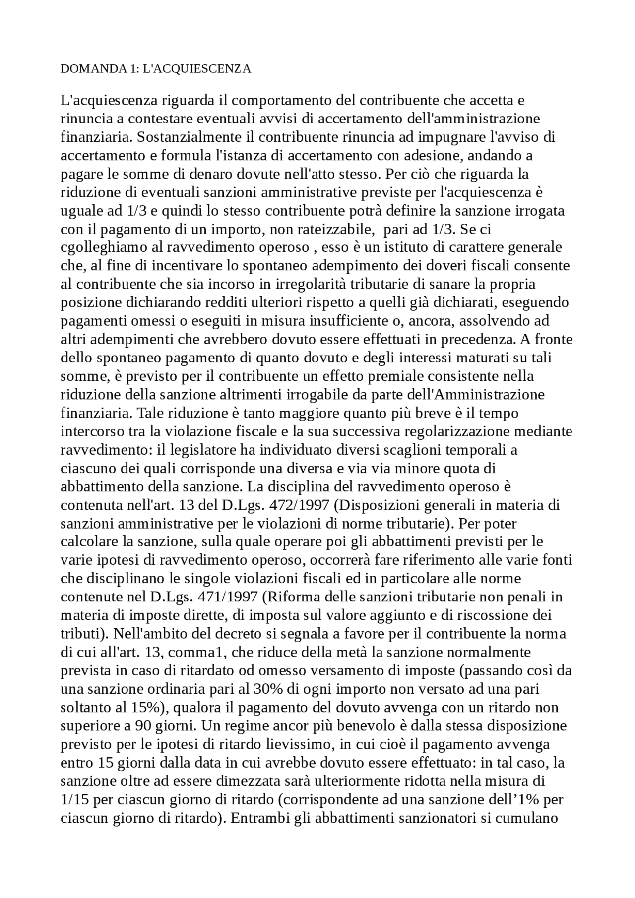 DOMANDE E RISPOSTE DI DIRITTO TRIBUTARIO - Docsity