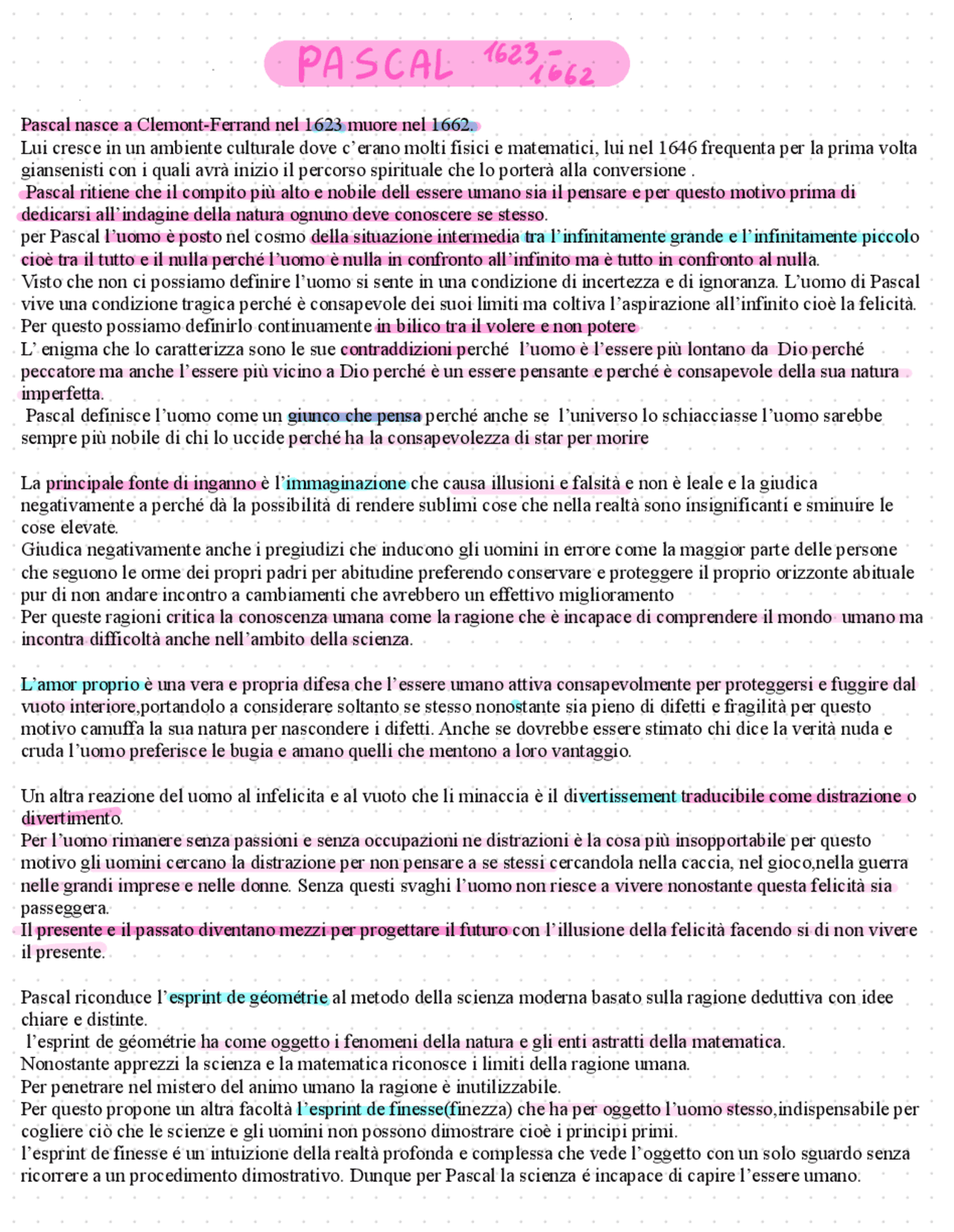 Riassunti Su Pascal Spinoza Hobbes E Locke Docsity