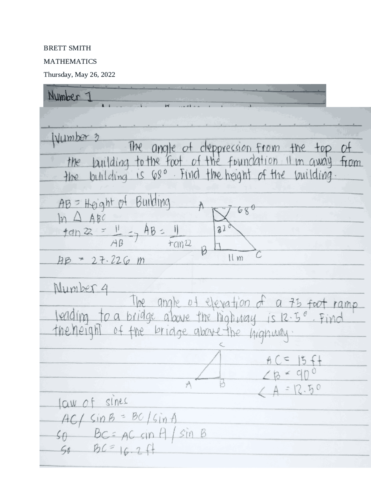 Math Examination #284 - Docsity