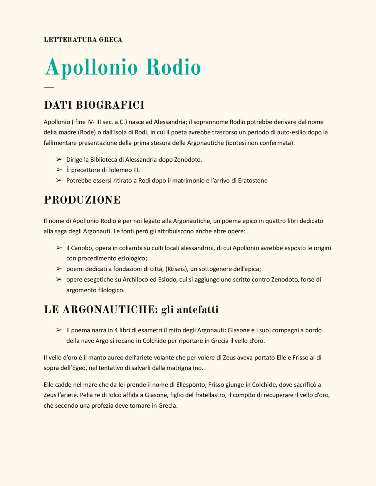 Apollonio Rodio, Le Argonautiche e i personaggi | Schemi e mappe ...