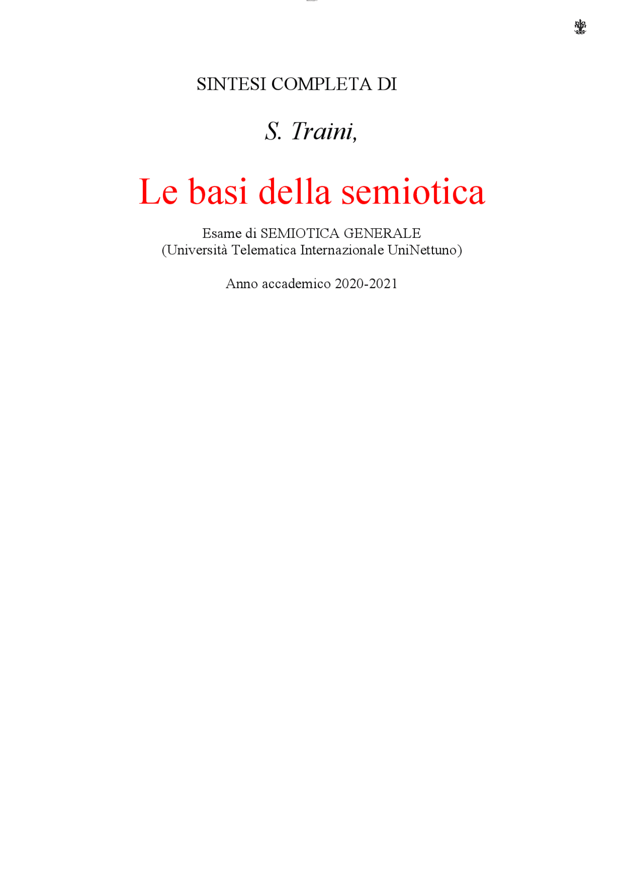 S Traini Le Basi Della Semiotica Docsity
