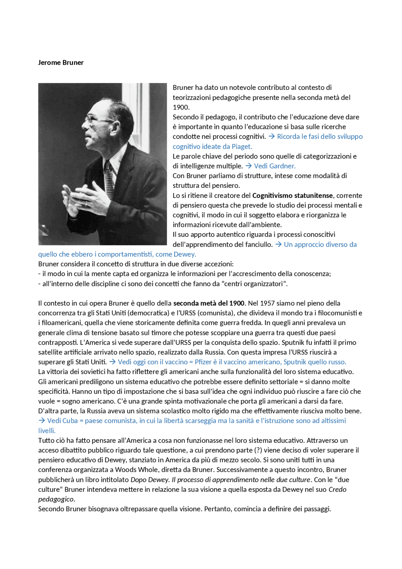 Appunti Su Jerome Bruner Docsity