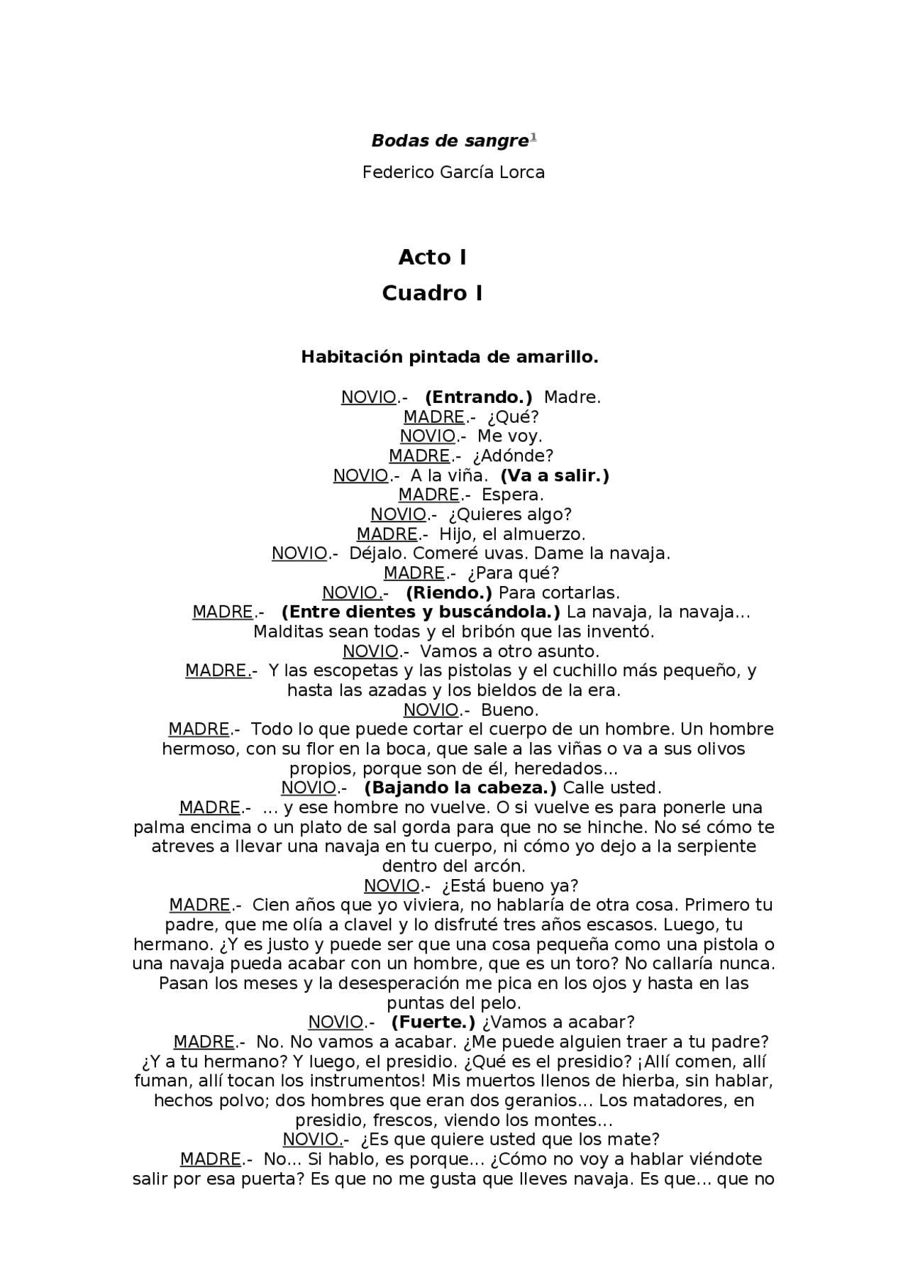 Bodas de Sangre integrale - Docsity