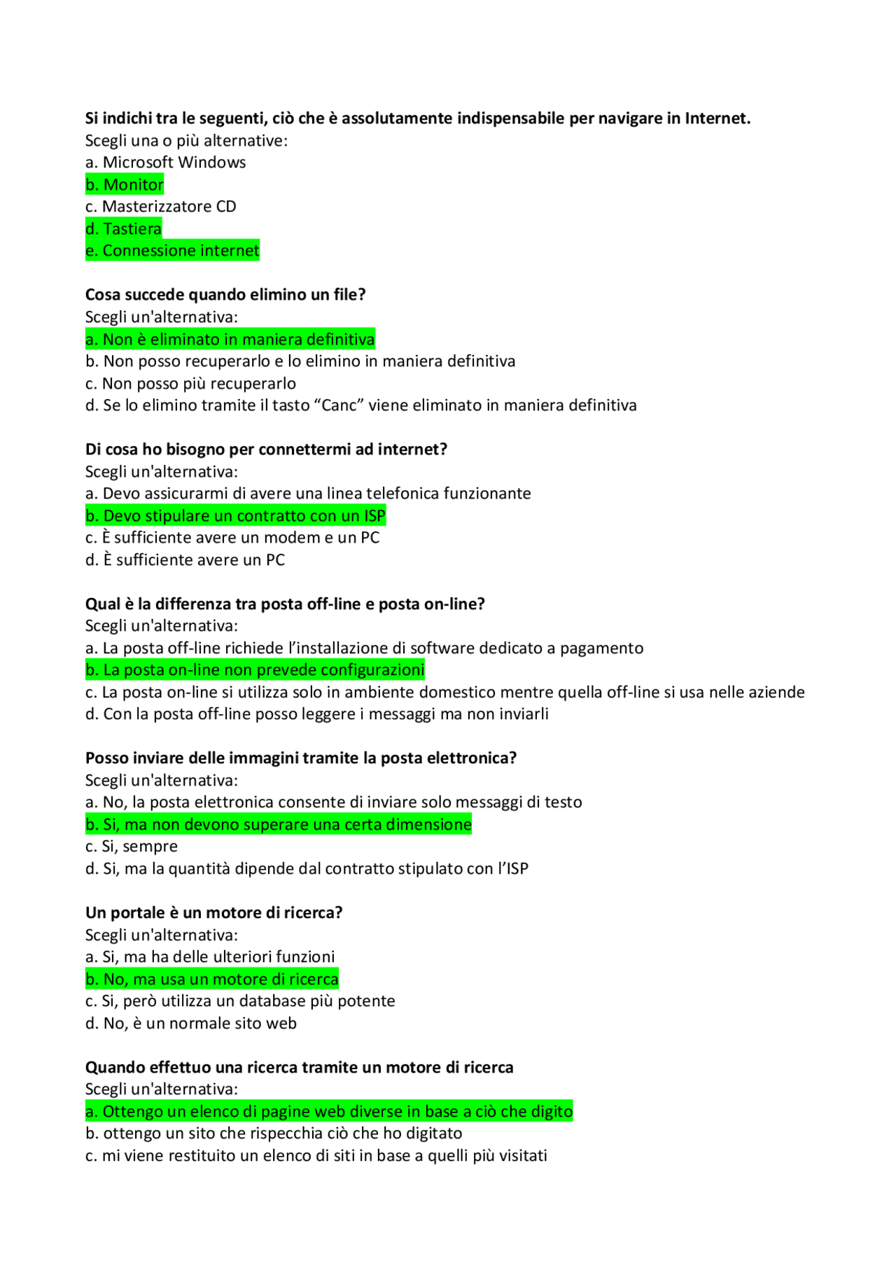 Domande E Risposte Complete Corso Eirsaff Uniscientia Docsity