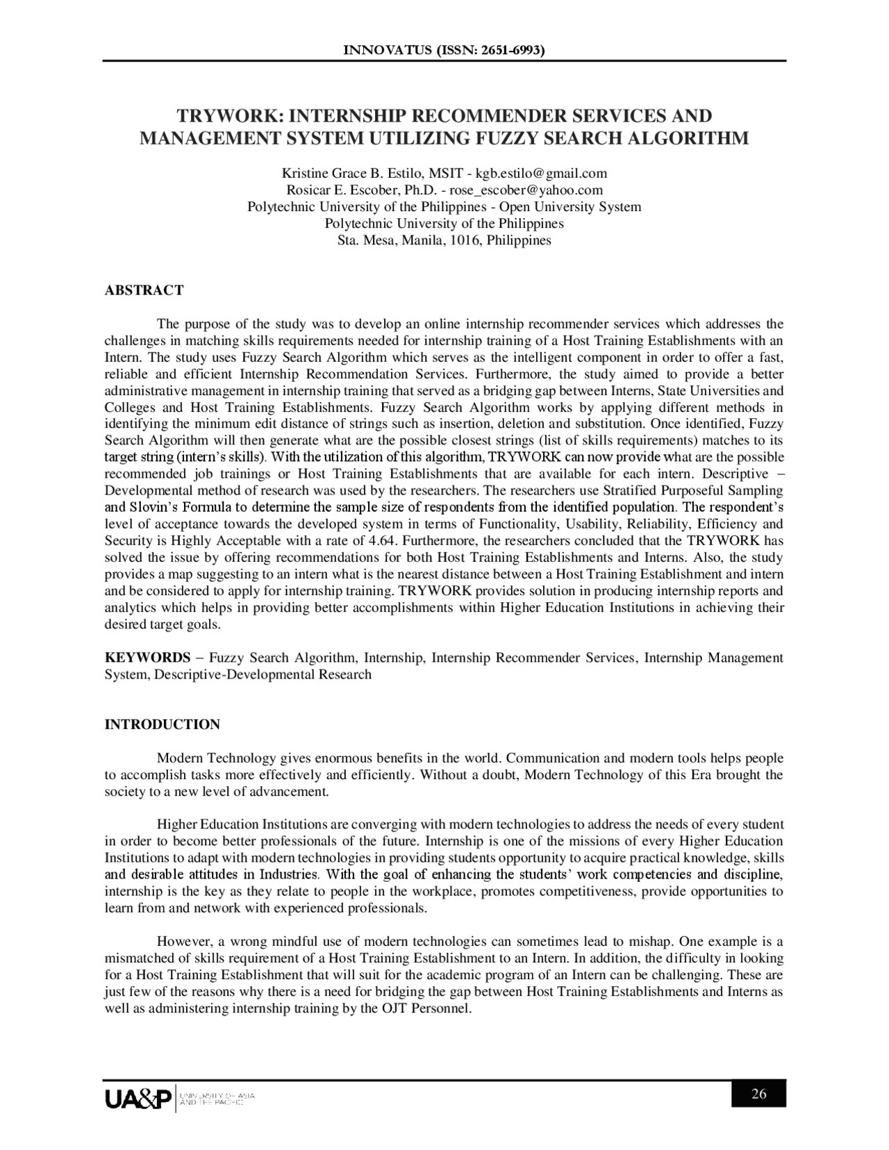 Management system for internship - Docsity