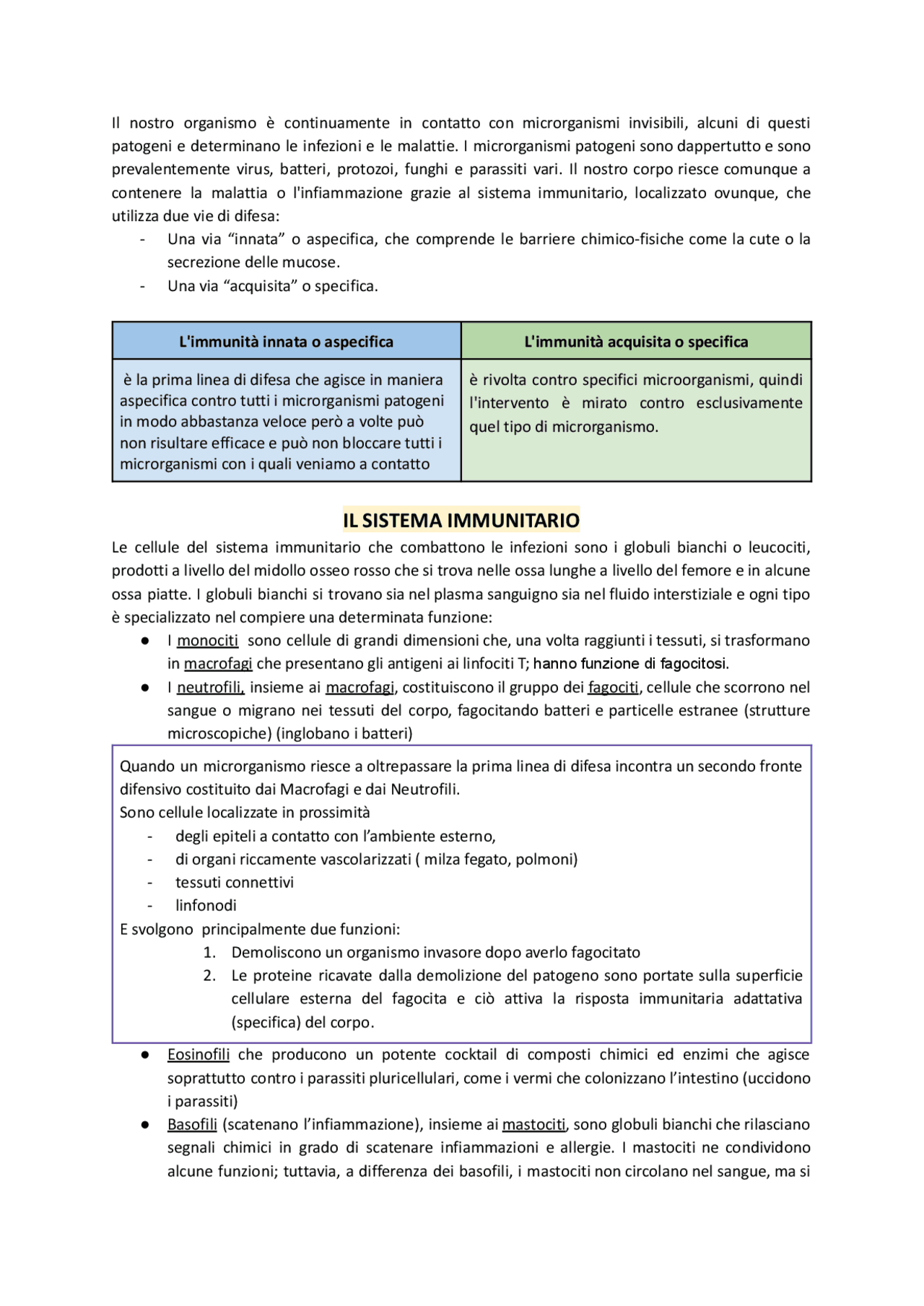 Sistema Immunitario E Linfatico Docsity