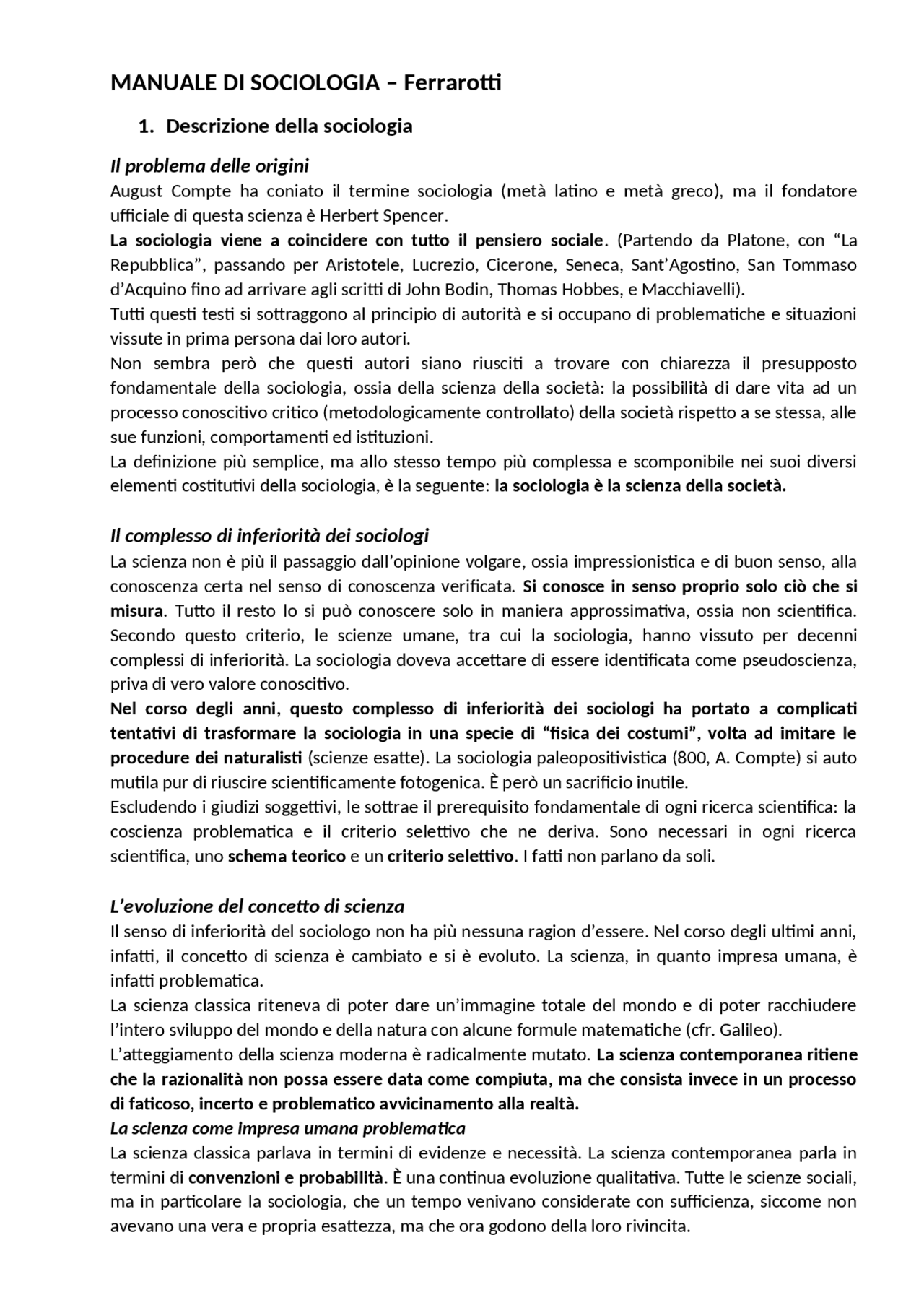Manuale Di Sociologia Docsity