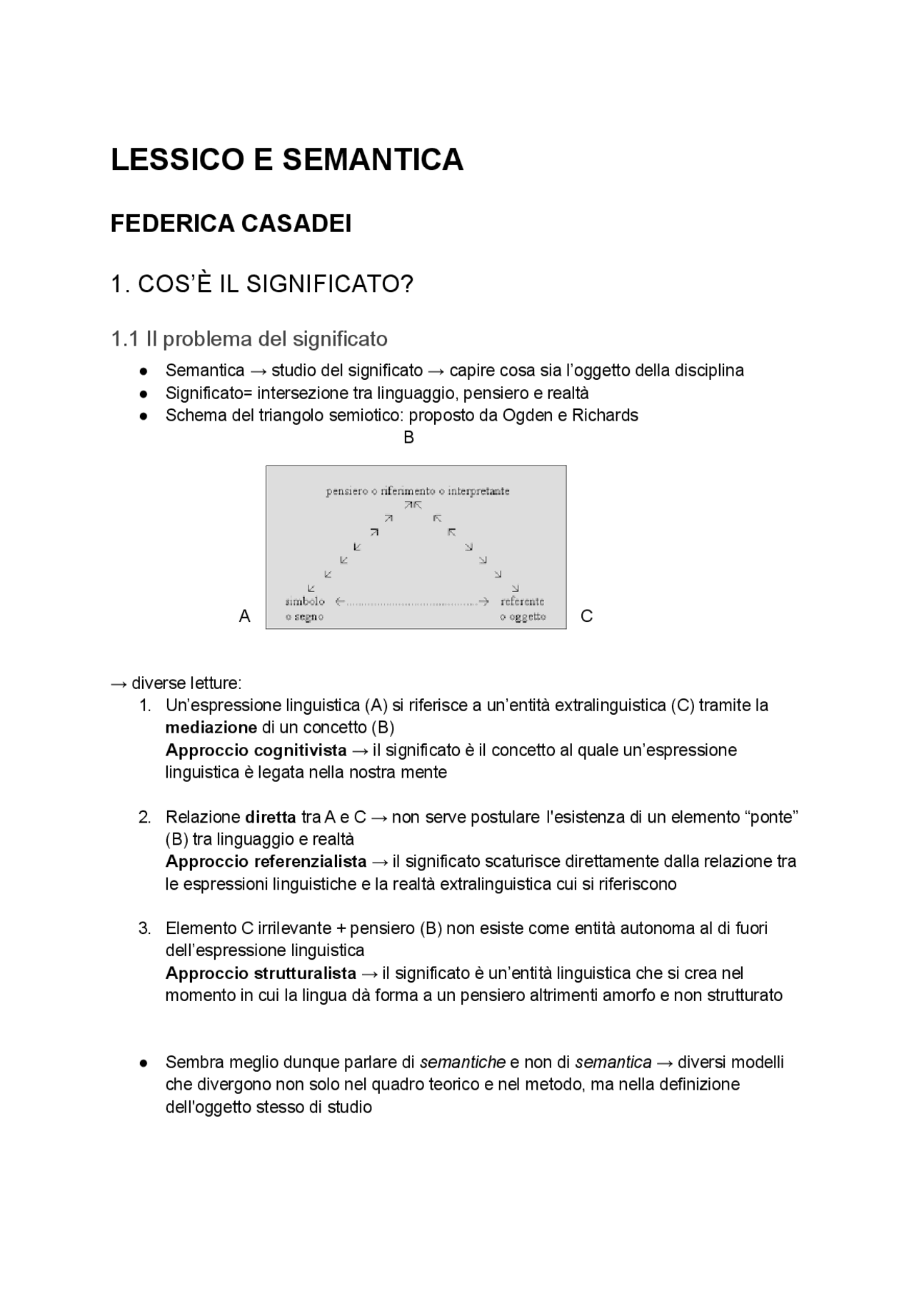 Sintesi Esaustiva Lessico E Semantica Docsity