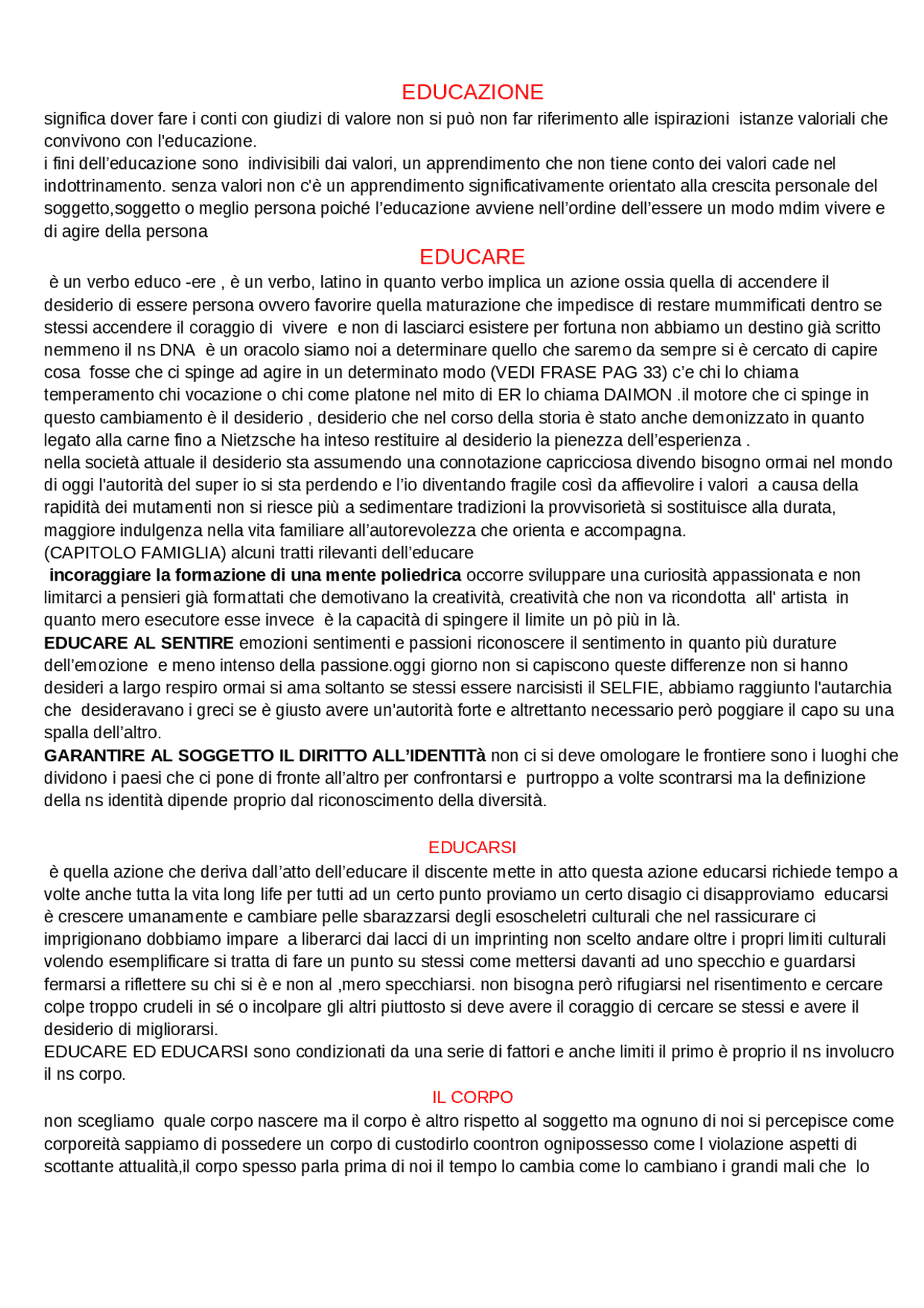 Educare Educarsi Vivere Docsity