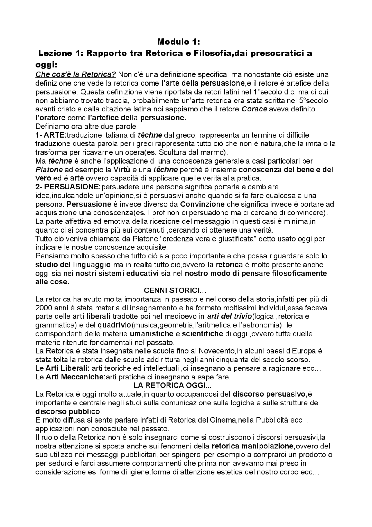 Filosofia antica: relazione tra retorica e filosofia, Socrate e i sofisti dai presocratici - Docsity