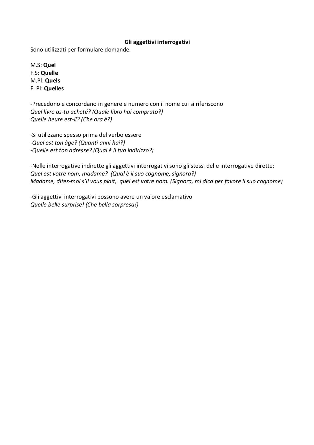 Appunti Lingua Francese Per Esame B1 Docsity