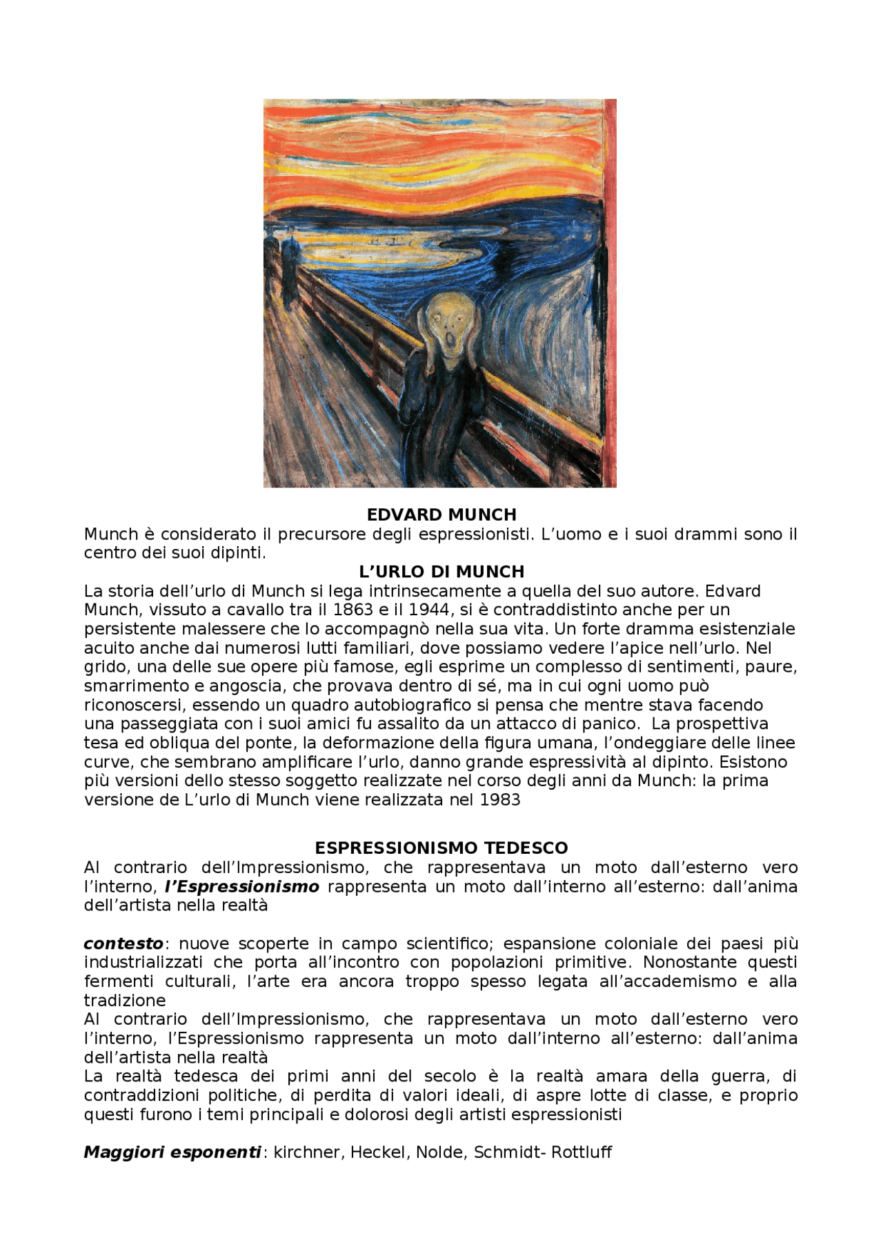 MUNCH E ESPRESSIONISMO - Docsity