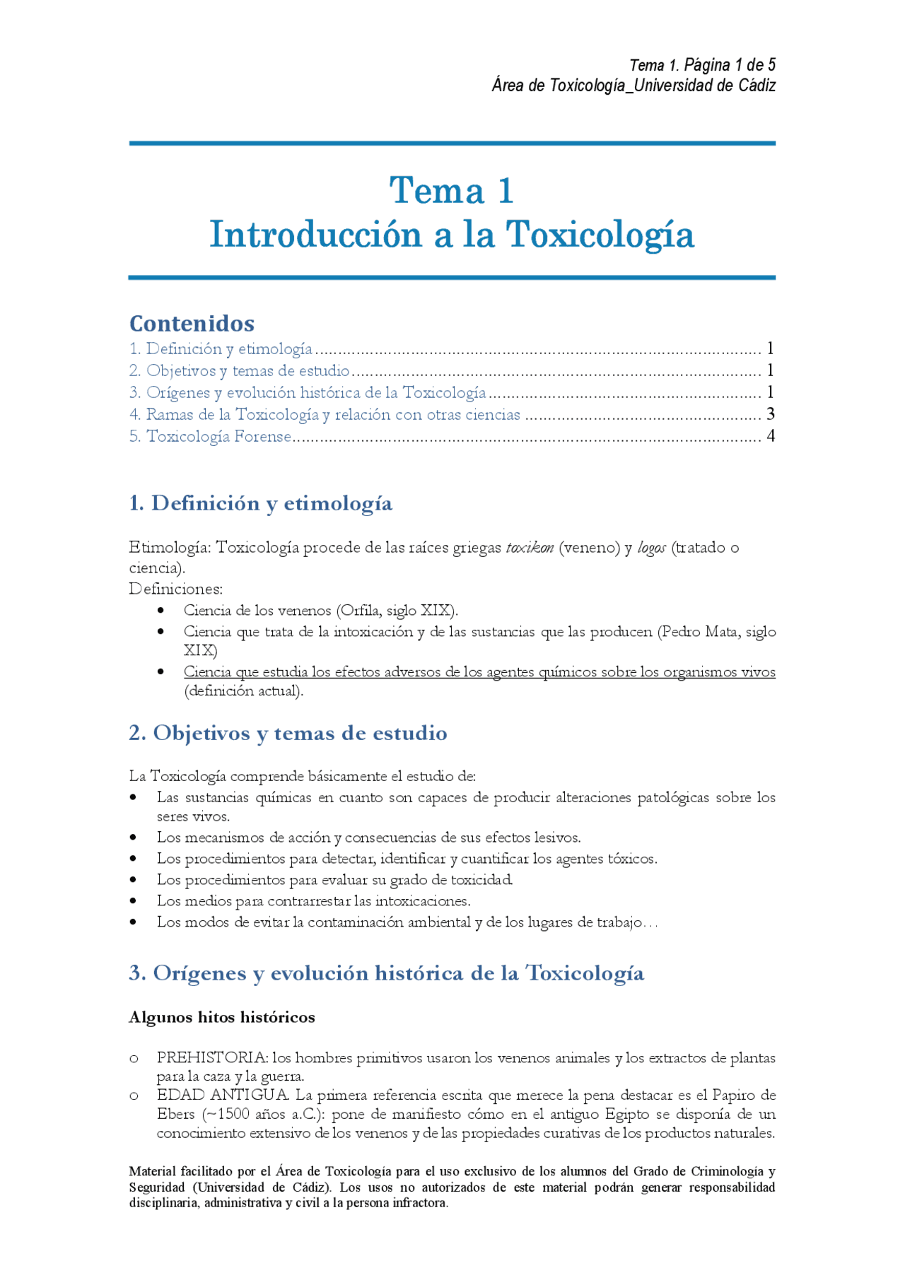Apuntes De Toxicología Docsity