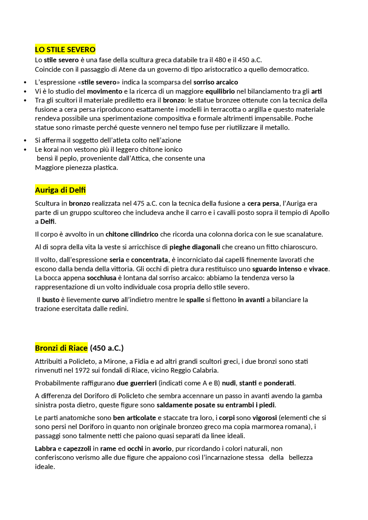 STILE SEVERO E VARIE OPERE - Docsity