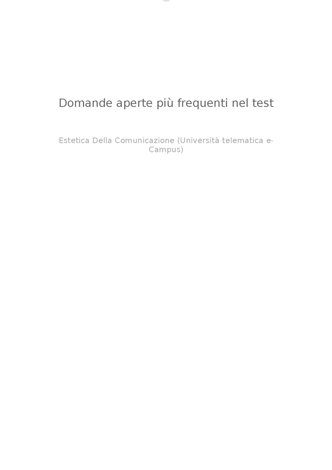 Domande Aperte Più Frequenti Estetica Della Comunicazione Prof Feyles