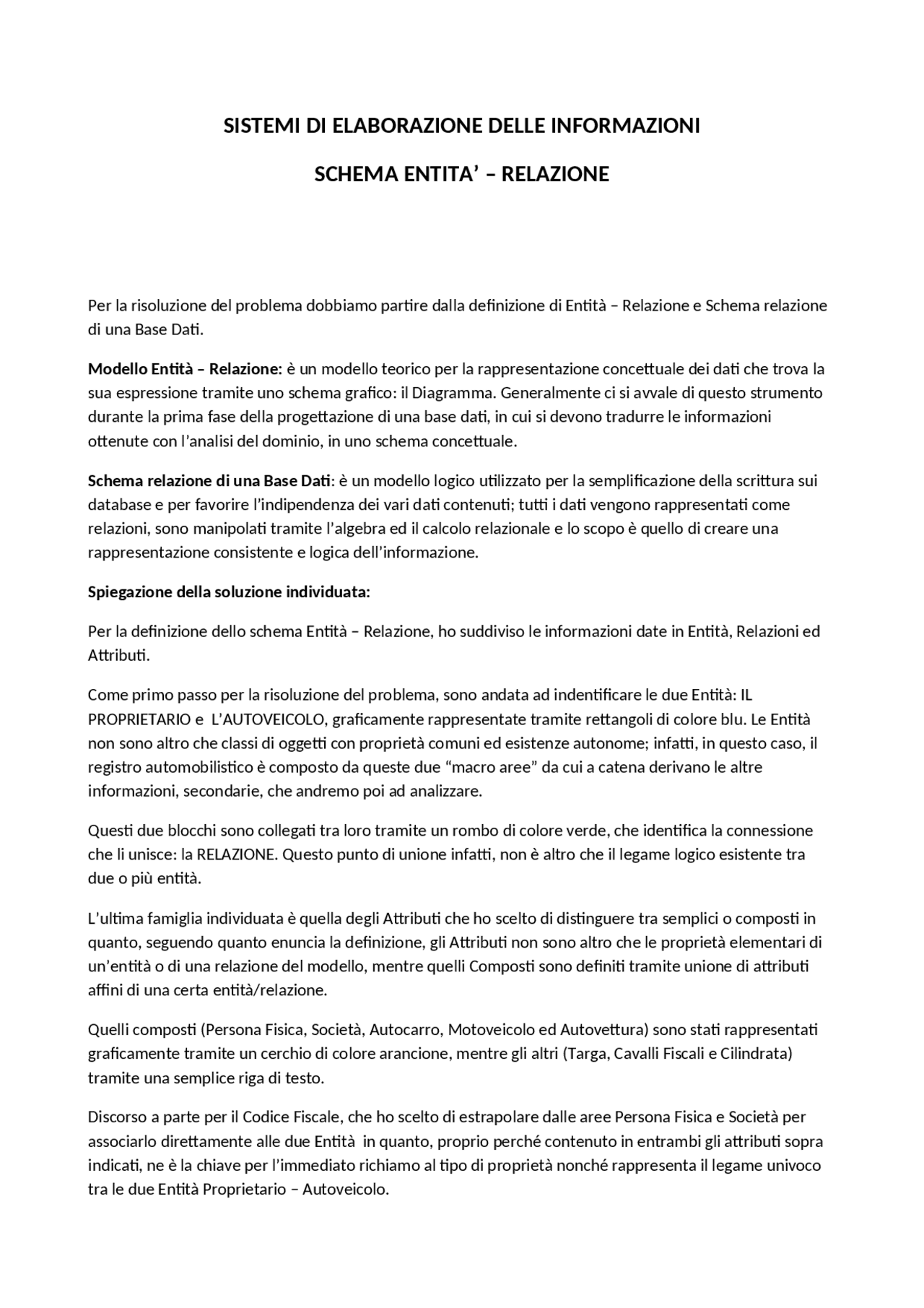 Schema entità - Relazione - Docsity