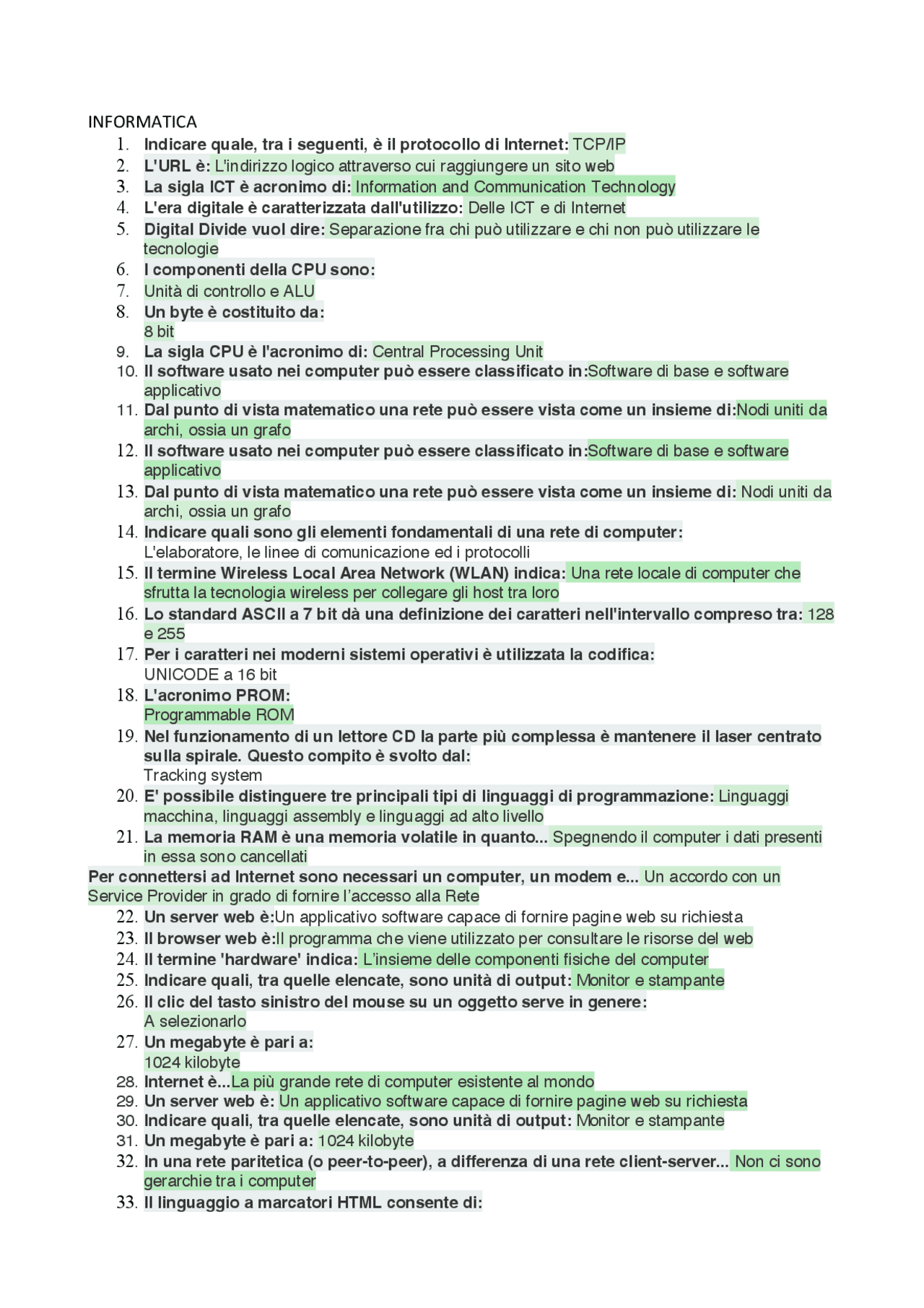 Esame Di Informatica Docsity