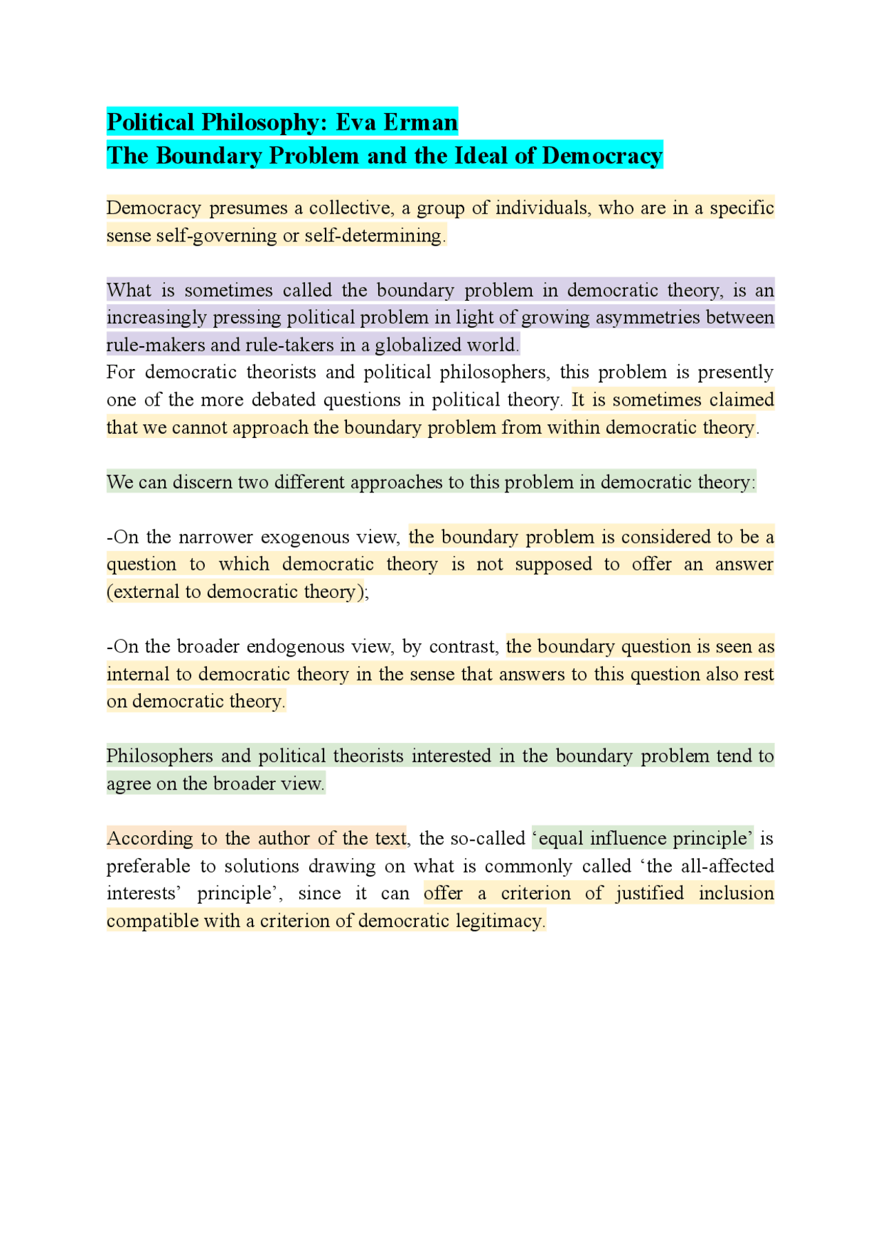 Eva Erman The Boundary Problem And The Ideal Of Democracy Docsity