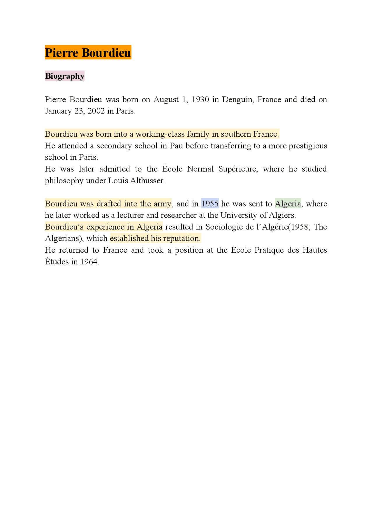 Pierre Bourdieu Notes Docsity