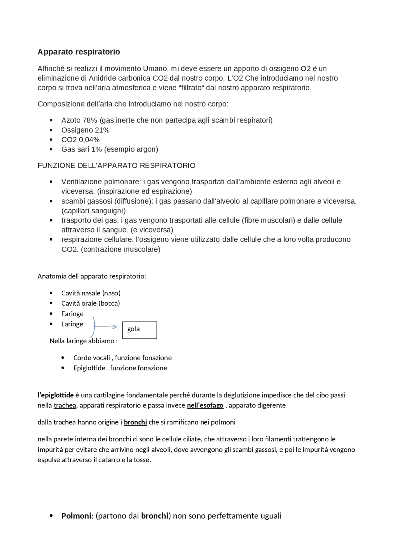 Apparato Respiratorio Docsity