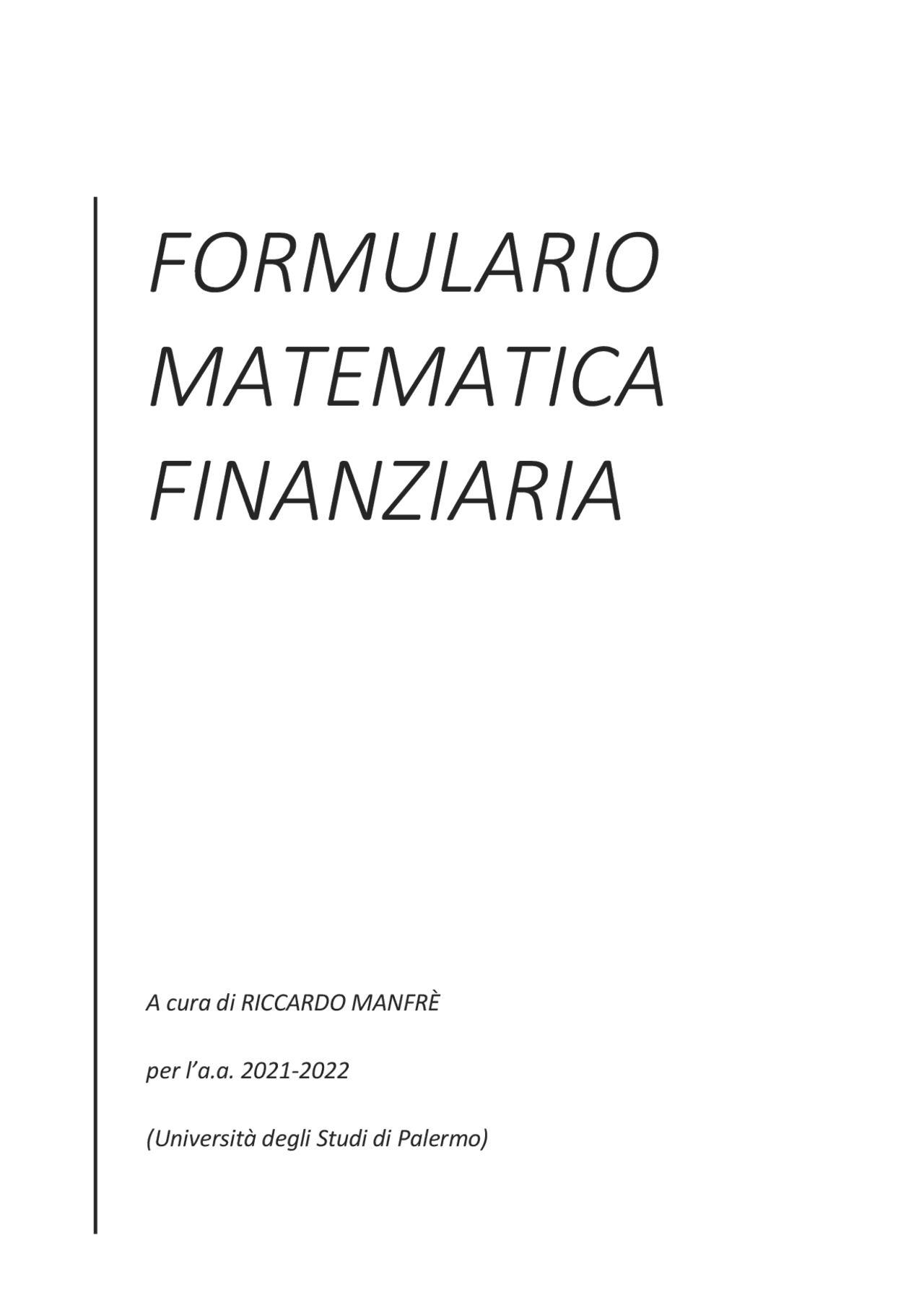 Formulario Matematica Finanziaria Docsity