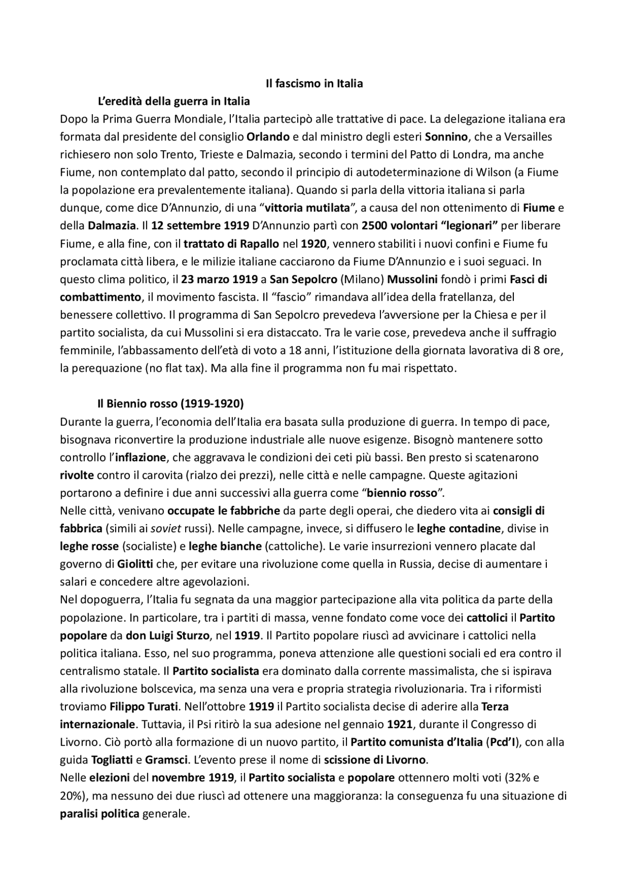 Riassunto Fascismo E Nazismo Docsity