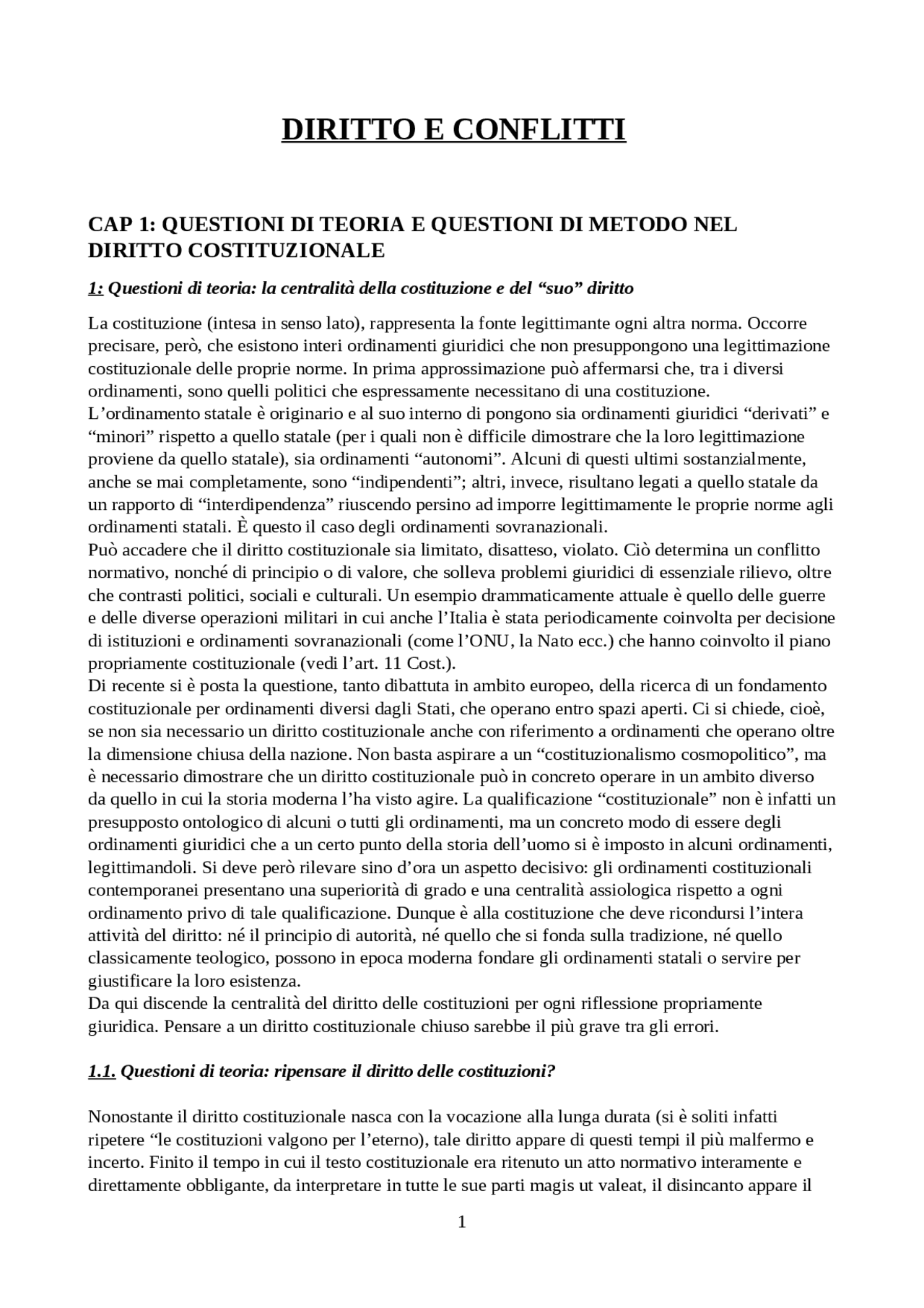 Riassunto Diritto E Conflitti Docsity