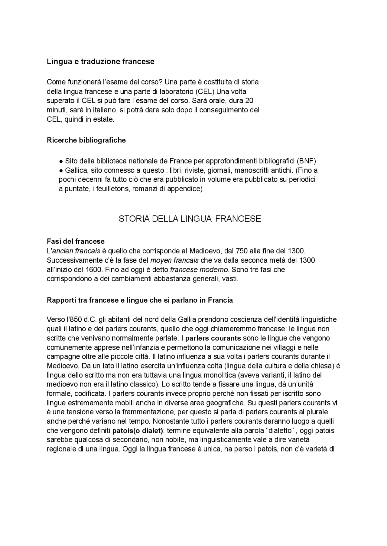 Lingua E Traduzione Francese I Docsity