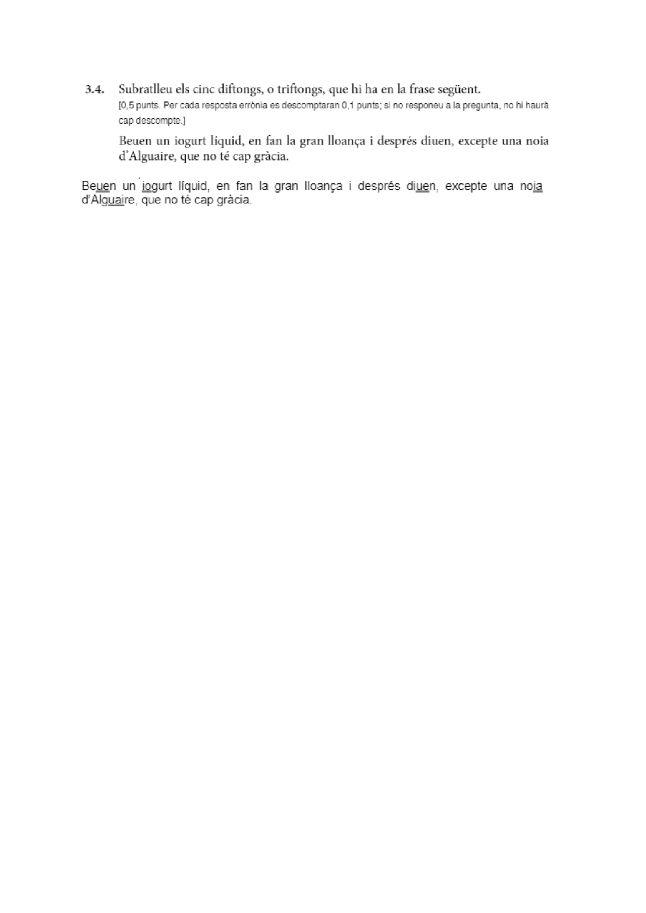 Activitats Diftongs Selectivitat Pau Amb Solucions Docsity