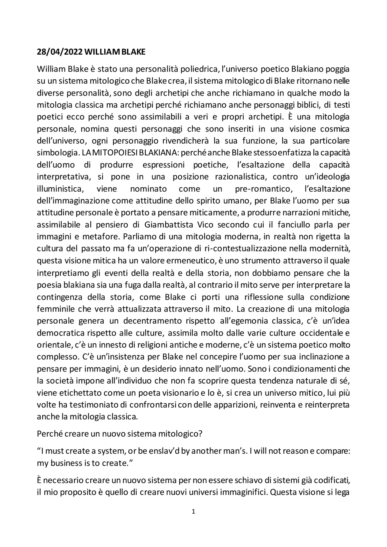 Appunti Su William Blake Docsity