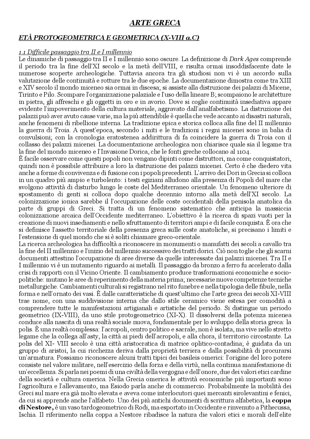 Riassunto Arte Greca Docsity