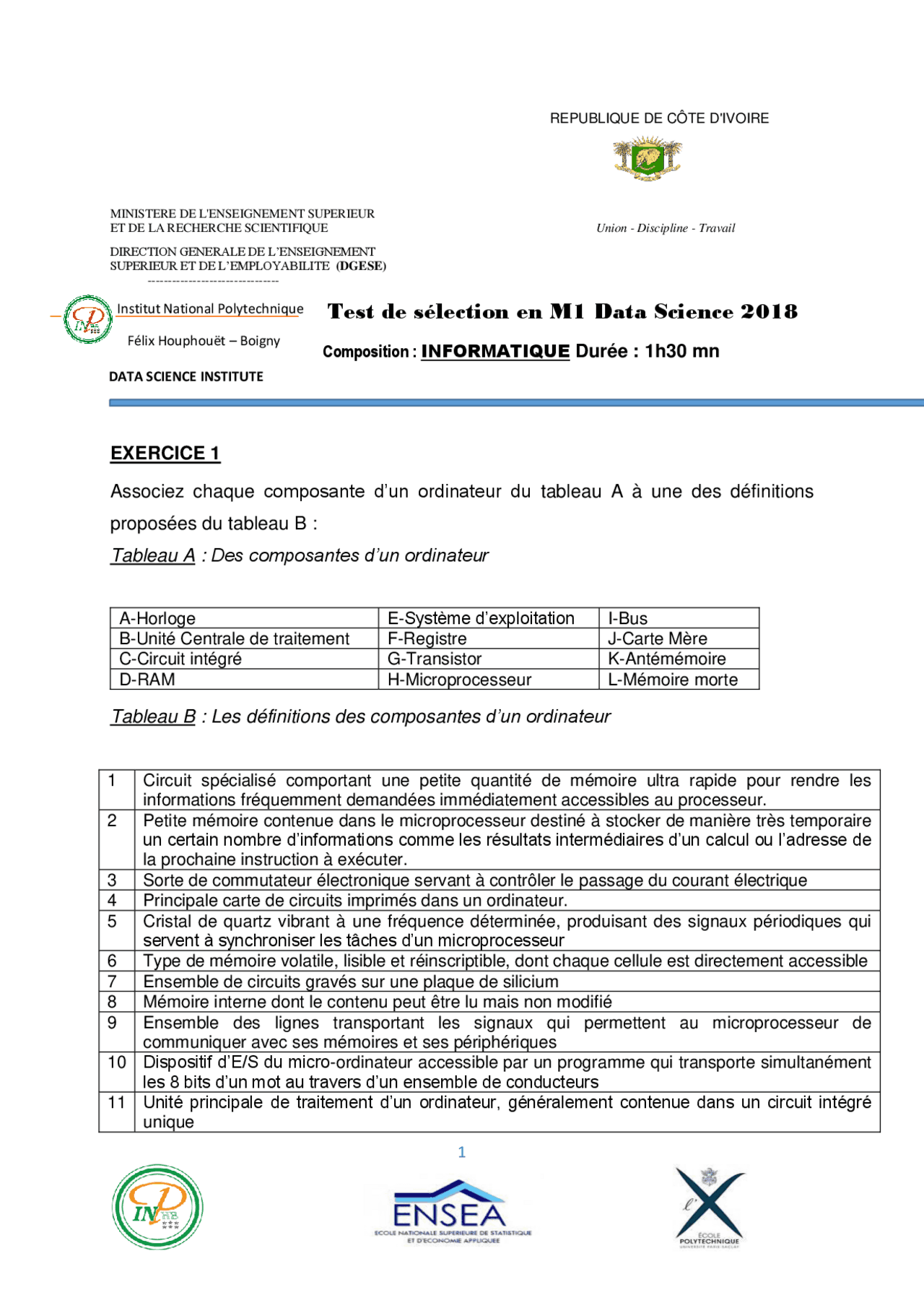Algorithme Et Langage Docsity