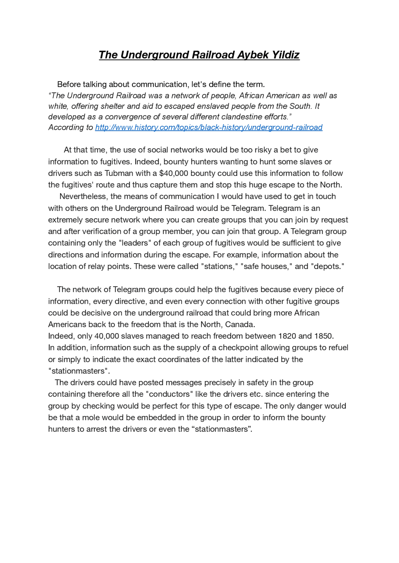 The Underground Railroad - Docsity