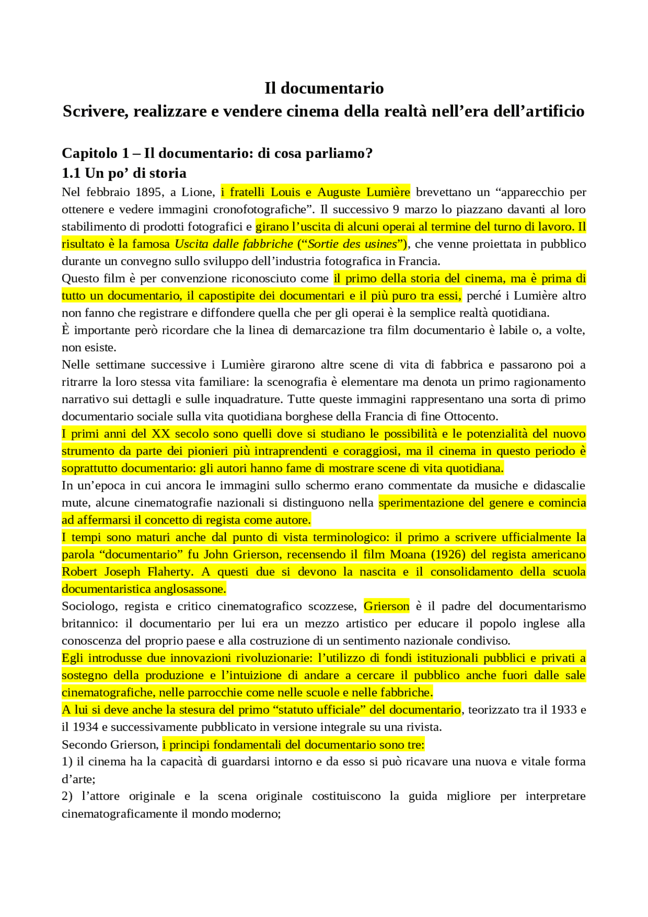 "Il documentario" di Alessandro Bignami (sintesi) | Sintesi del corso ...