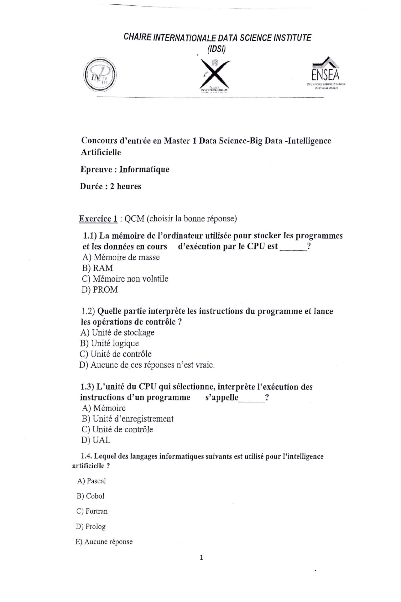 Algorithmique Et Programmation Docsity