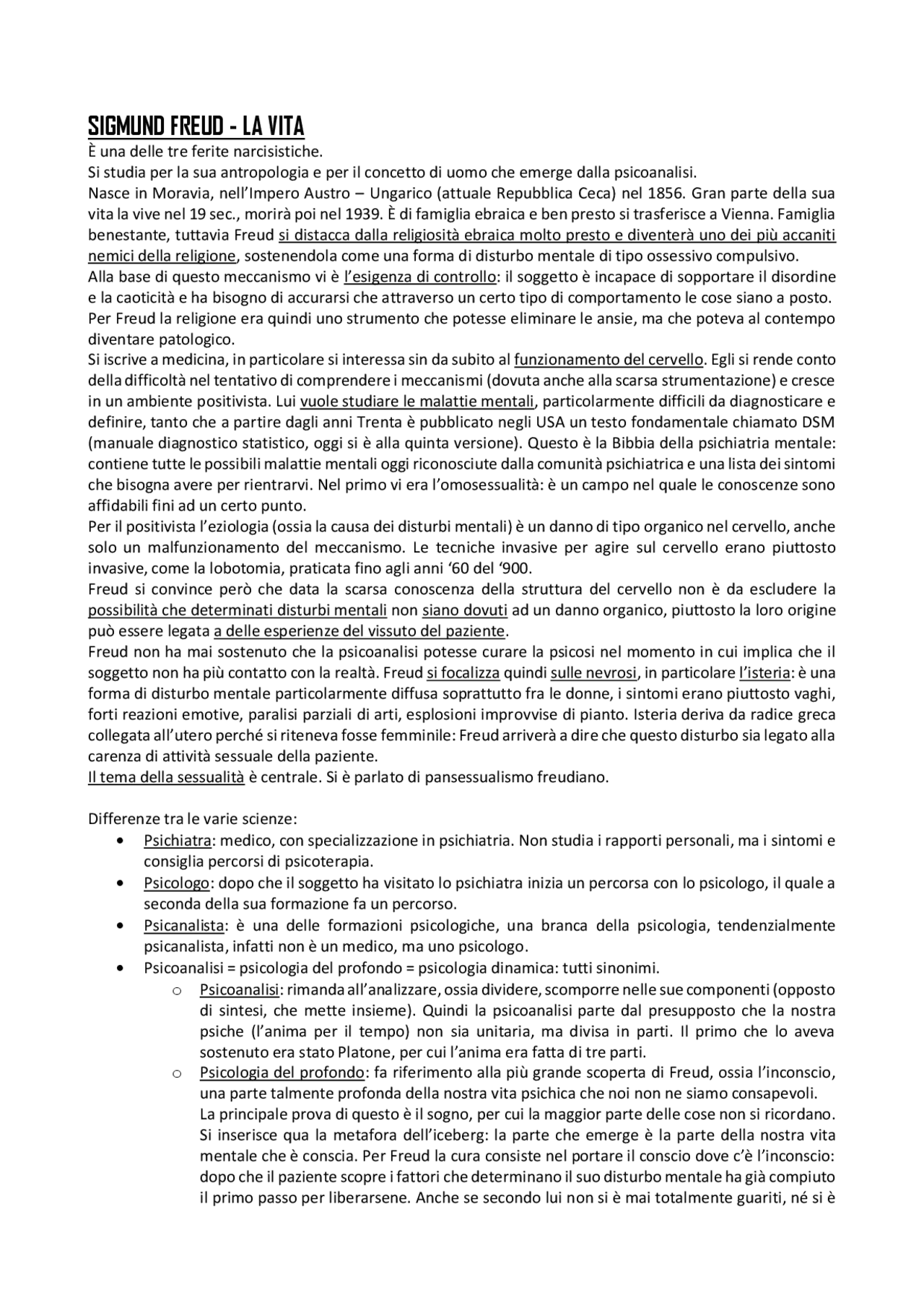 Sigmund Freud Vita E Opere Docsity