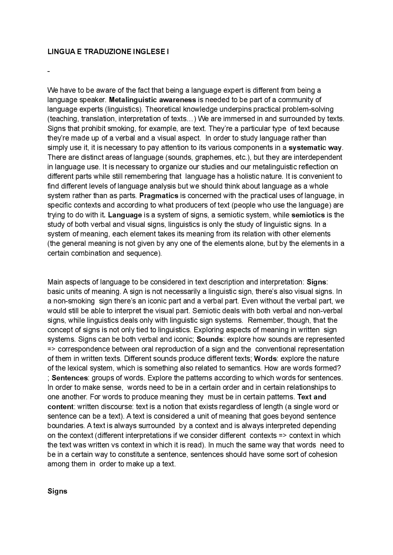 Lingua E Traduzione Inglese I Appunti Di Lingua Inglese Docsity
