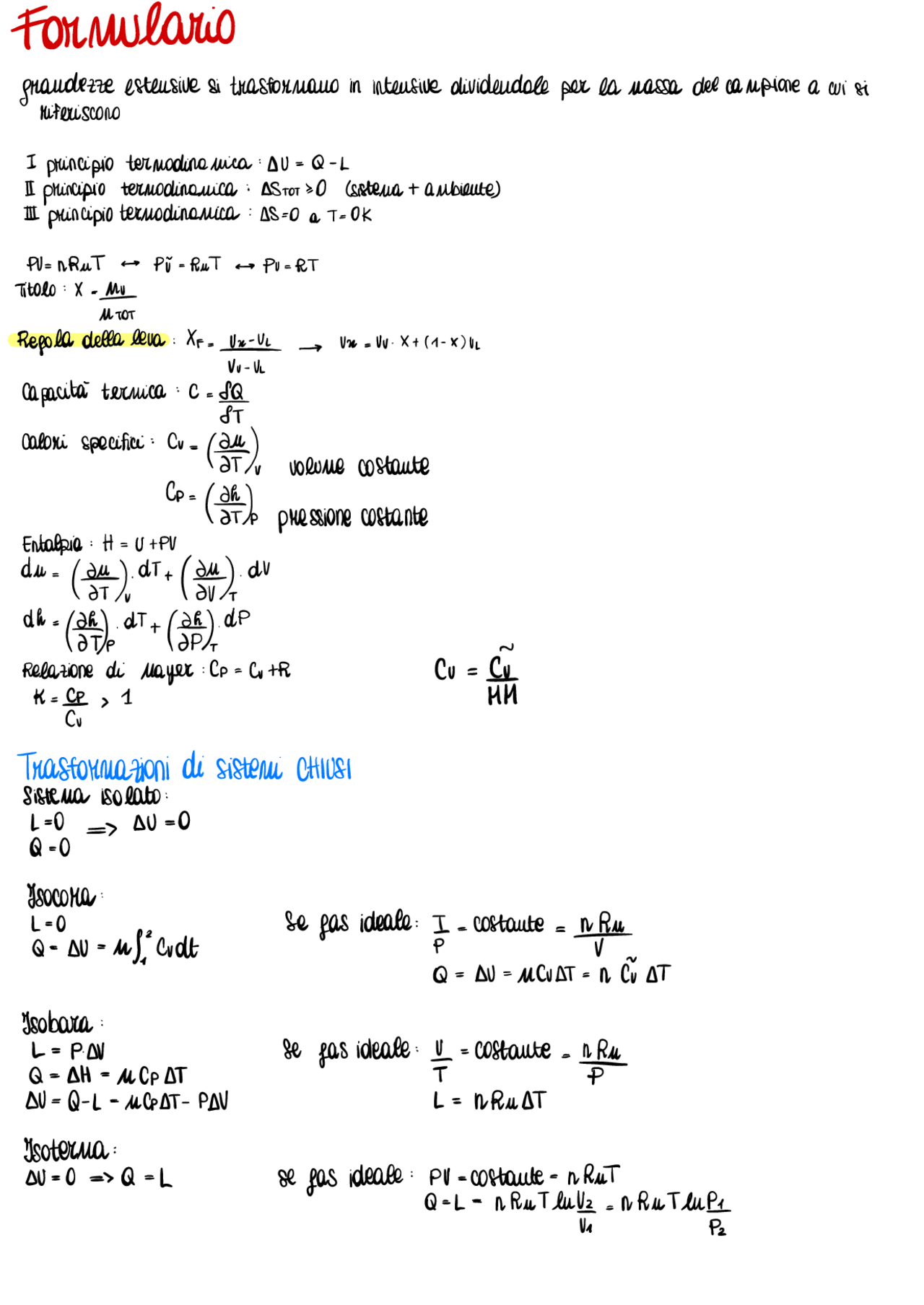 Formulario Termodinamica Di Base Docsity