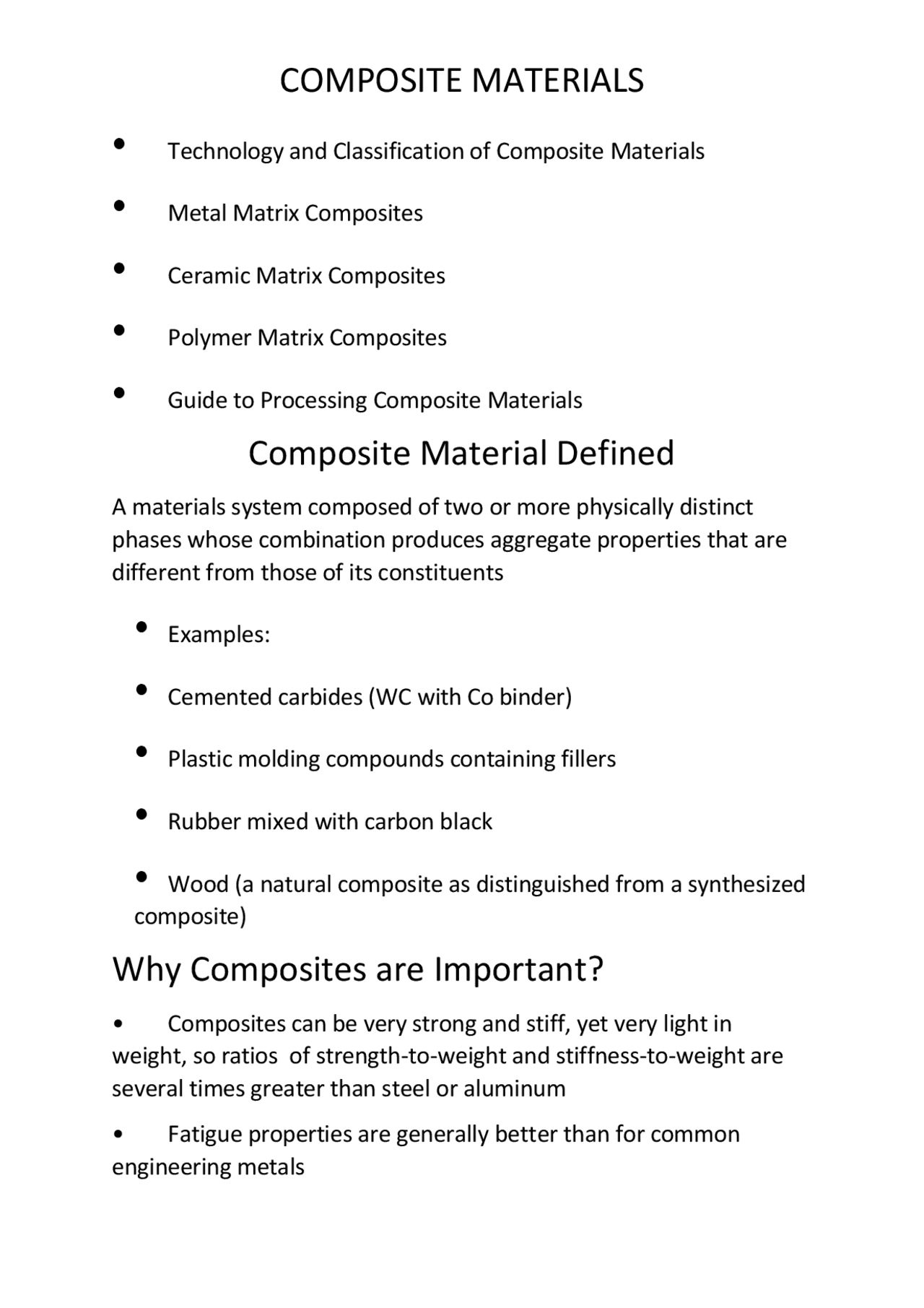 COMPOSITE MATERIALS and its use - Docsity