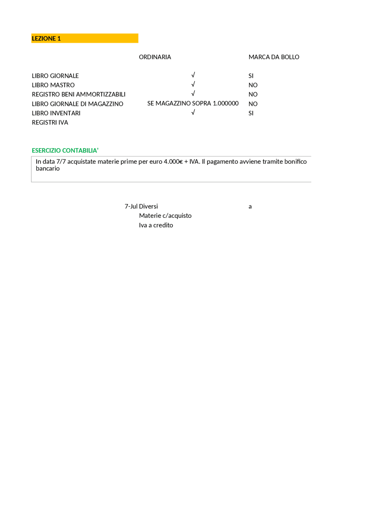 Schemi Di Esercizi E Slide Dispense Di Ragioneria Docsity