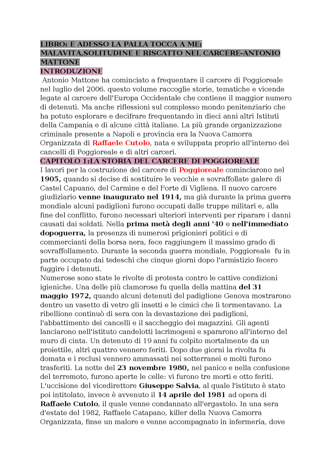 E adesso la palla passa a me A.mattone - Docsity