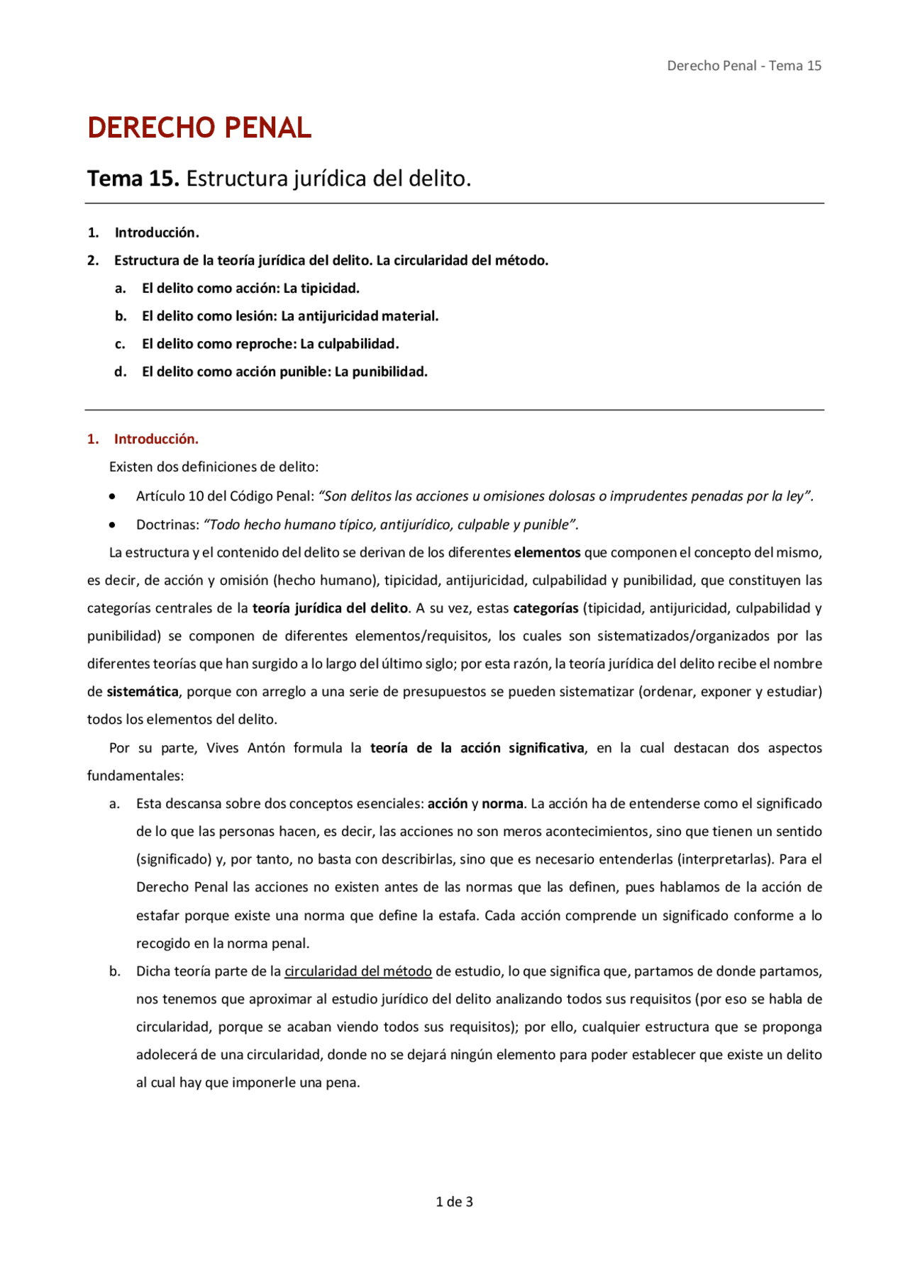 Estructura de la teoría jurídica del delito - Docsity