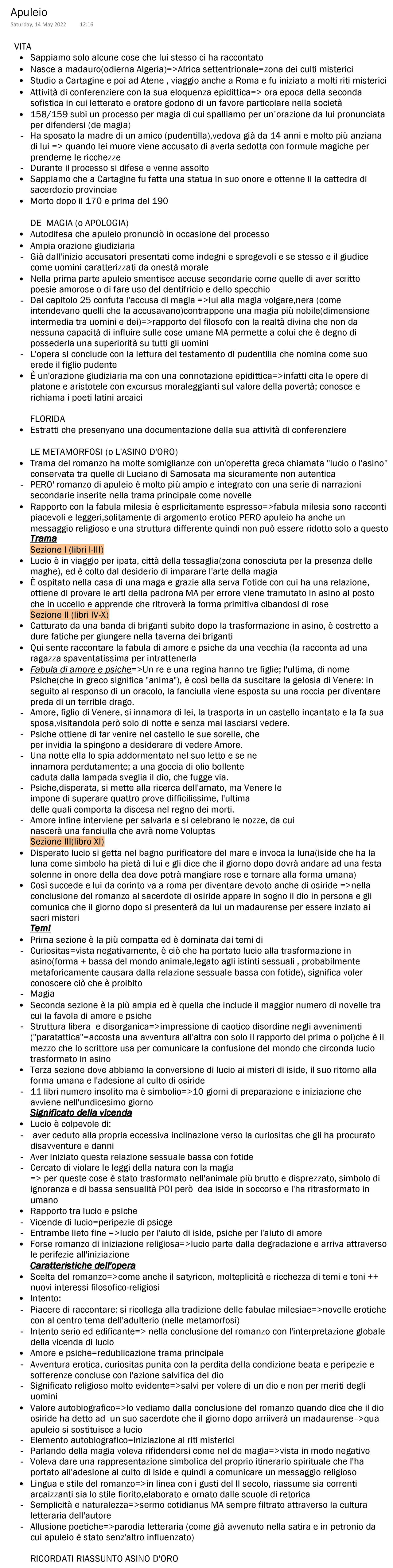 Schemi Su Apuleio E Le Sue Opere Schemi E Mappe Concettuali Di Latino
